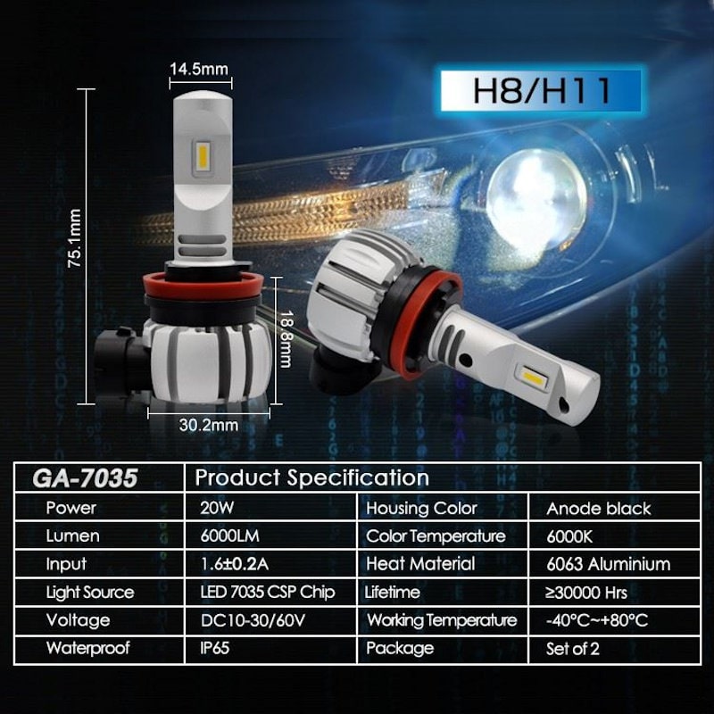 LED kit H8 H9 H11 6000LM 12-24V – MSTYLING.net – Spletna trgovina