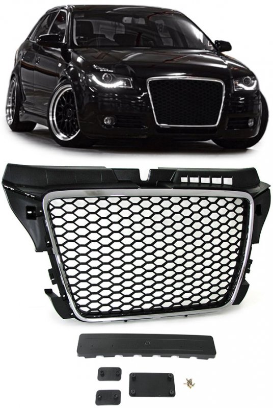 Športna maska Audi A3 8P 08-12 črna sijaj, krom rob – MSTYLING.net ...